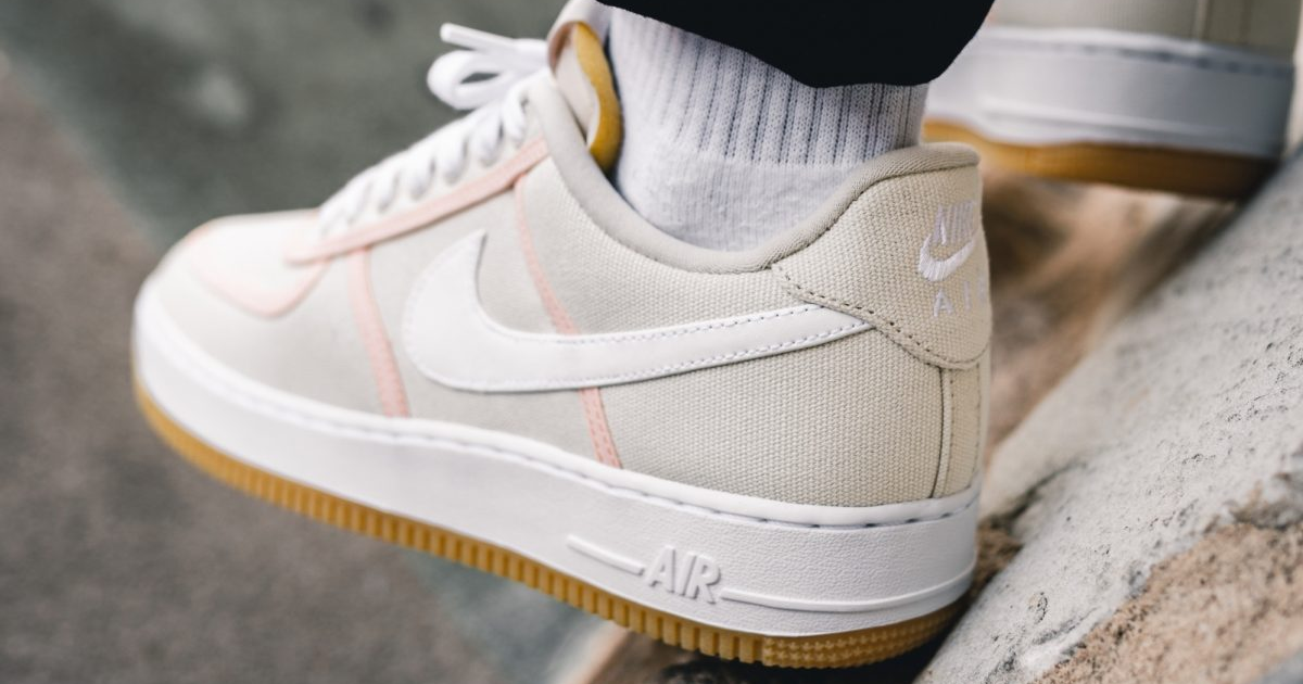 Nike Air Force 1 PRM Light Cream Canvas - on feet | Dead Stock