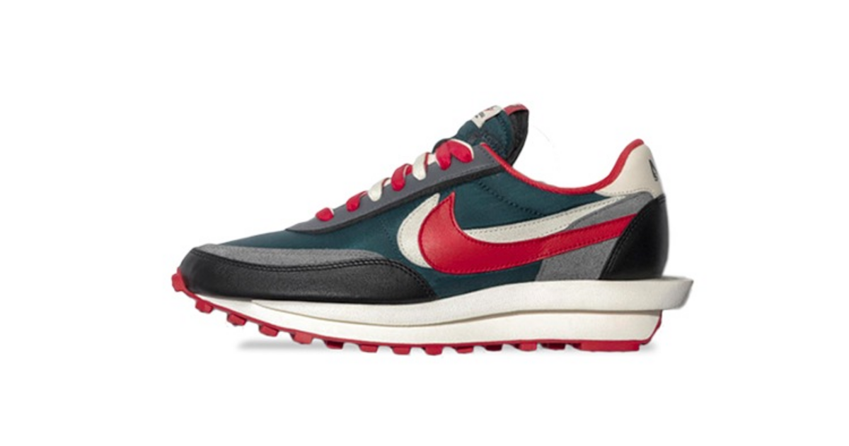 Undercover x Sacai x Nike Waffle Midnight Spruce and University Red ...